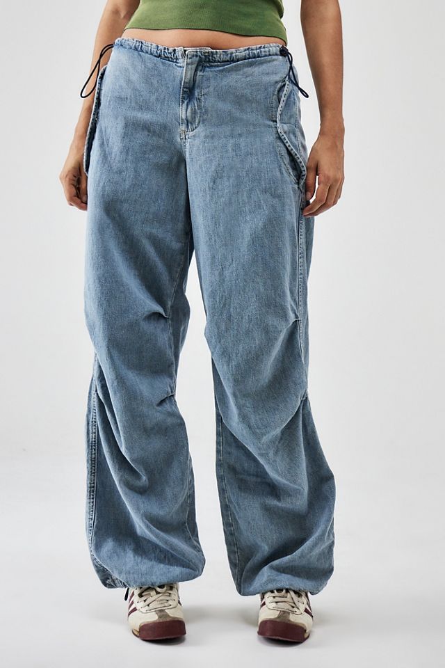 BDG Light Denim Baggy Tech Cargo Pants | Urban Outfitters UK