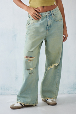 BDG Light Yellow Tint Jaya Loose Ripped Boyfriend Jeans | Urban ...