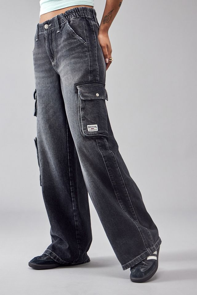 BDG Cyber Y2K Cargo Black Tinted Jeans | Urban Outfitters UK