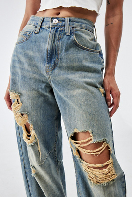 BDG Tinted Ripped Logan Cinch Back Boyfriend Jeans | Urban Outfitters UK