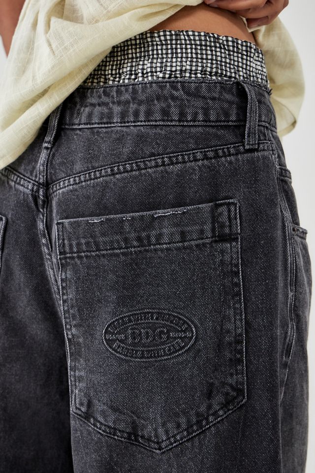 BDG Jaya Black Baggy Gingham Boxer Jeans | Urban Outfitters UK