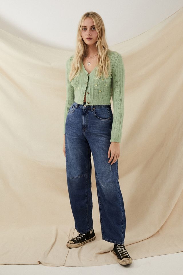 BDG Dark Indigo Blue Logan Cinch Back Boyfriend Jeans | Urban Outfitters UK