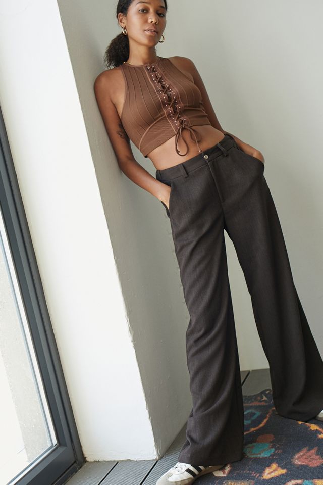 UO - Pantalon puddle jambes très larges Lottie chocolat | Urban ...