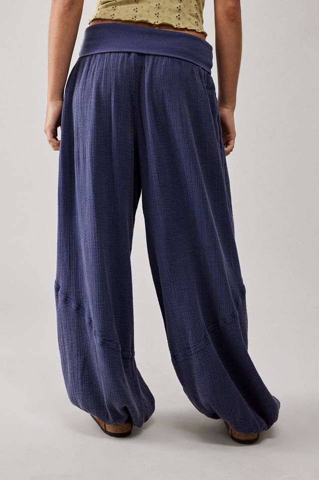 BDG Navy Hannah Fold-Over Pants | Urban Outfitters UK