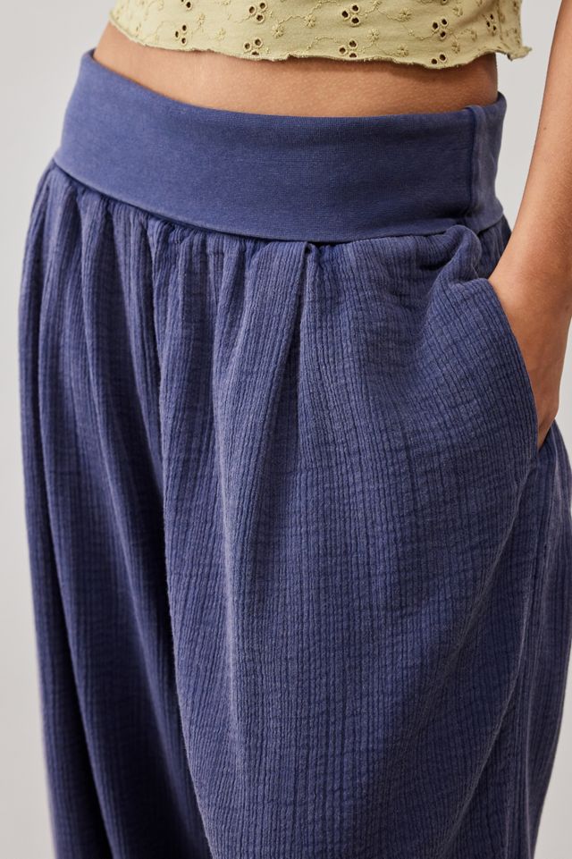 BDG Navy Hannah Fold-Over Pants | Urban Outfitters UK