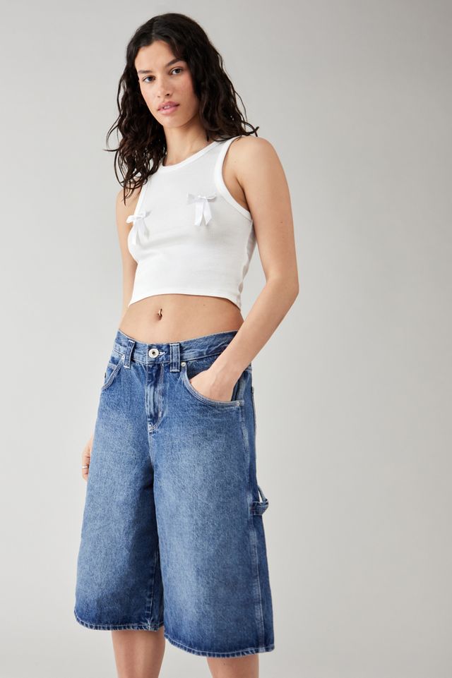 BDG Astrid Longline Washed Blue Jorts | Urban Outfitters UK