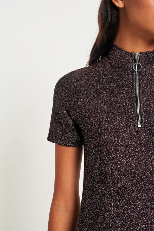 Sparkle & Fade Metallic Lurex Half-Zip Dress | Urban Outfitters UK