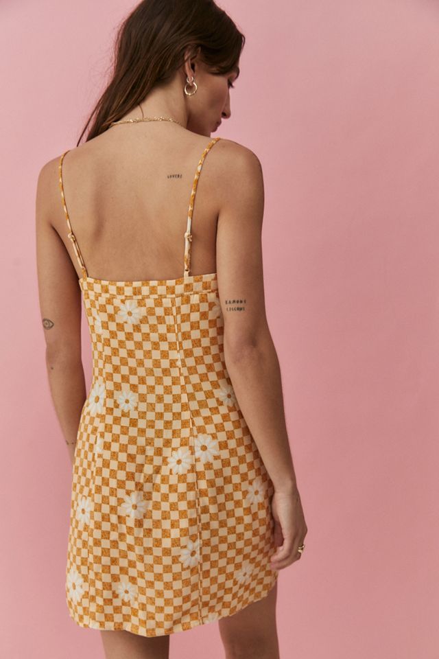UO Lumi Daisy Check Print Mini Dress | Urban Outfitters UK