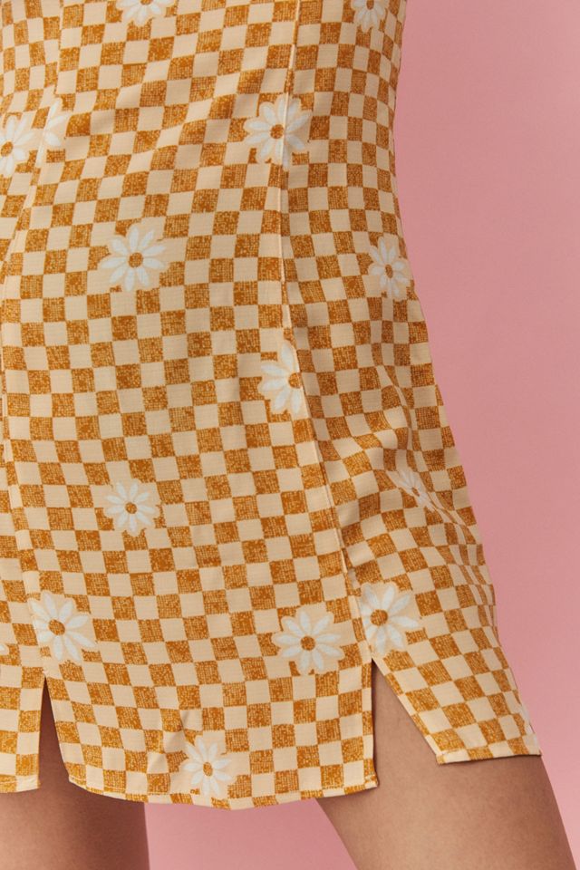 UO Lumi Daisy Check Print Mini Dress | Urban Outfitters UK