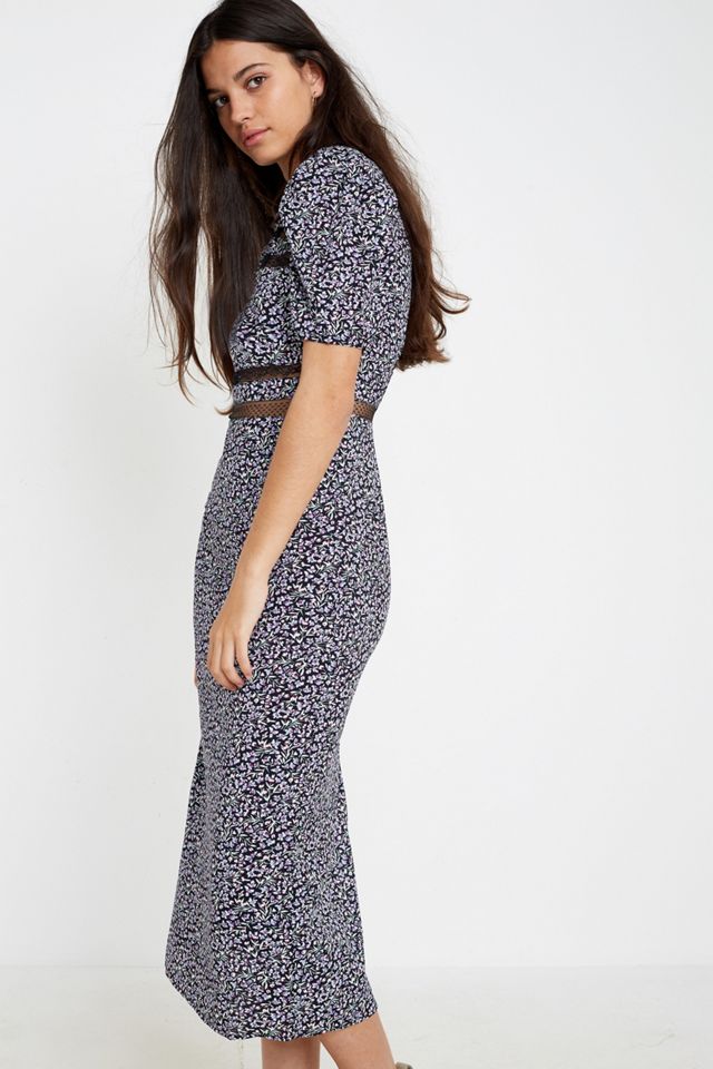 UO Emma Marie Leafy Print Midi Dress | Urban Outfitters UK