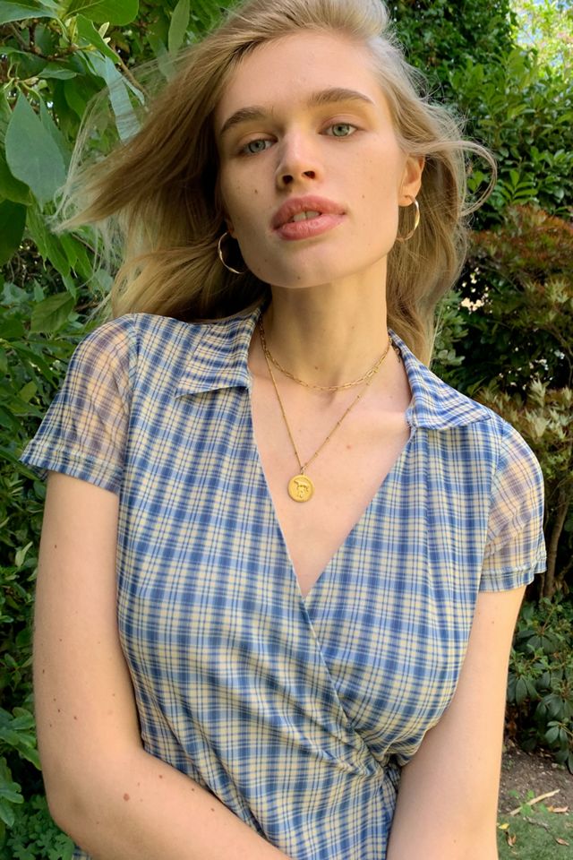 UO Check Modern Mesh Mini Dress | Urban Outfitters UK