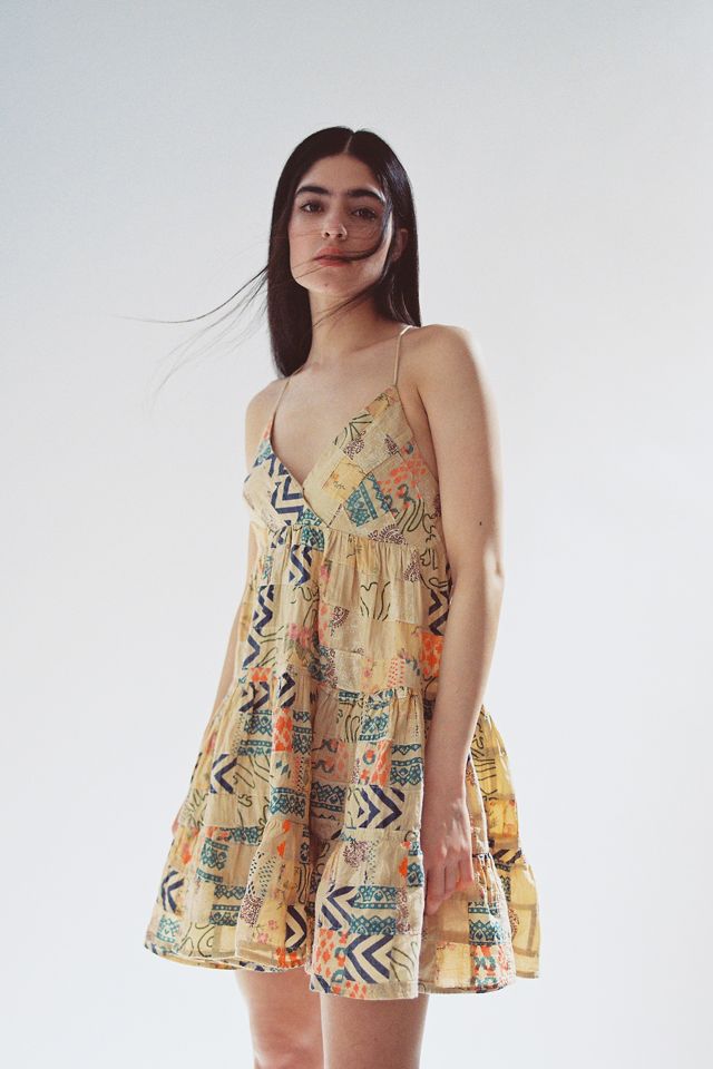 UO Fieldstone Patchwork Mini Dress | Urban Outfitters UK