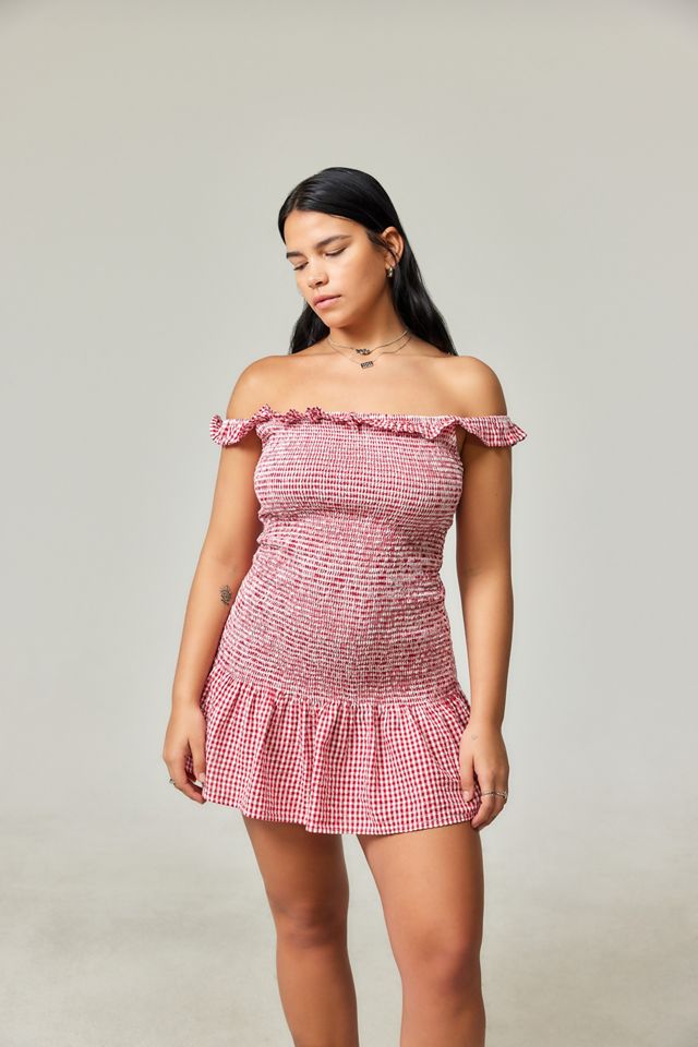 Kimchi Blue Evangalina Off The Shoulder Gingham Mini Dress Urban