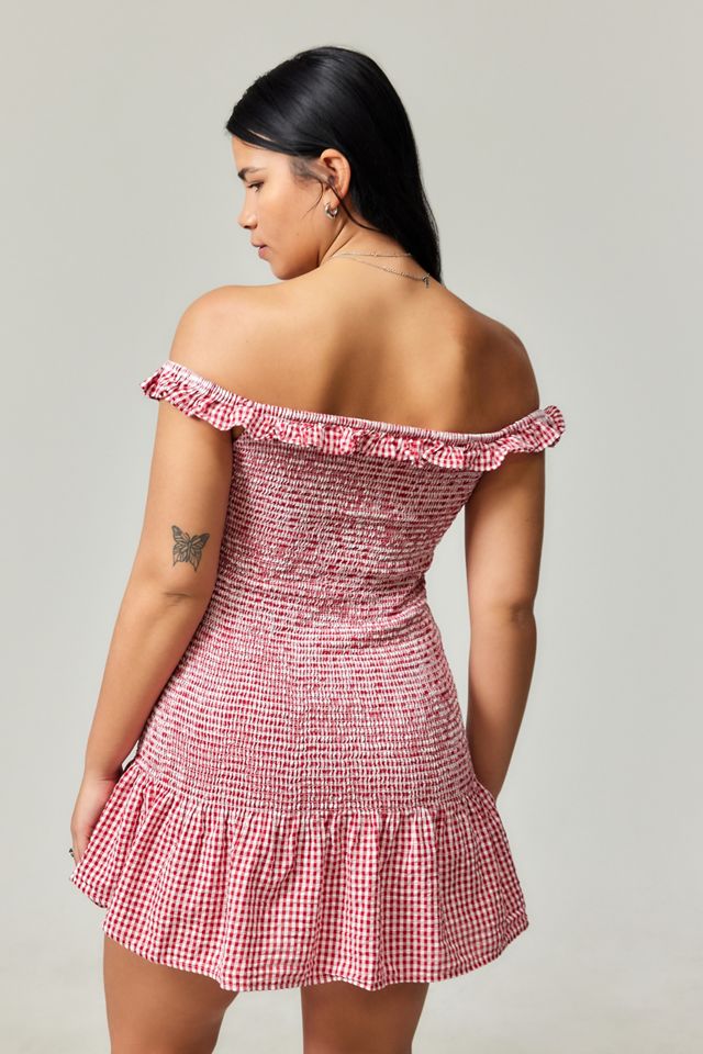 Kimchi Blue Evangalina Off The Shoulder Gingham Mini Dress Urban