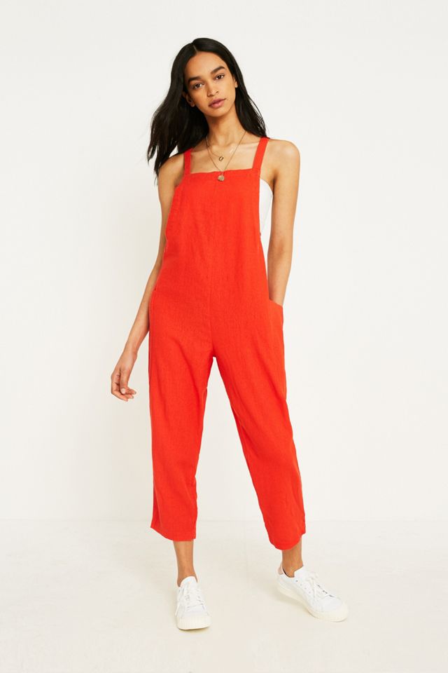 UO Shapeless Red Dungarees | Urban Outfitters UK