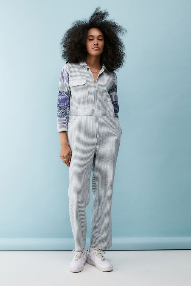 UO Blue Danielle Patched Jumpsuit | Urban Outfitters ES