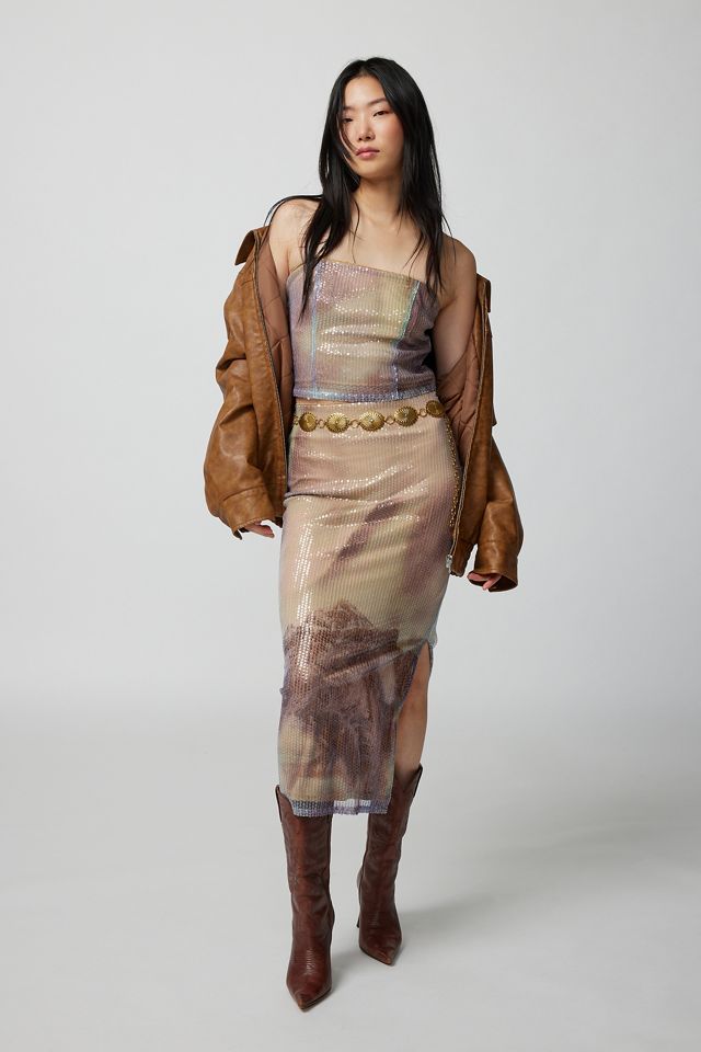 UO Pearl Sequin Tube Top & Midi Skirt Set | Urban Outfitters UK
