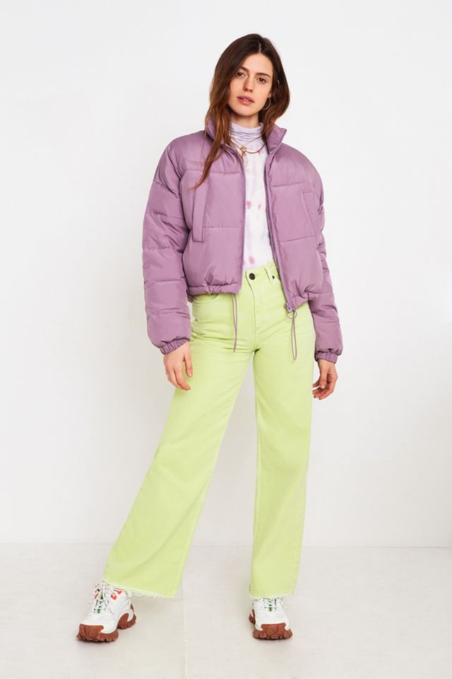 UO Lilac Crop Puffer Jacket | Urban Outfitters UK