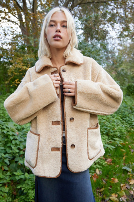 BDG Borg Reversible Coat | Urban Outfitters UK
