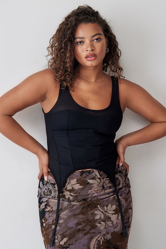Out From Under Mesh Corset Top & Garters | Urban Outfitters UK