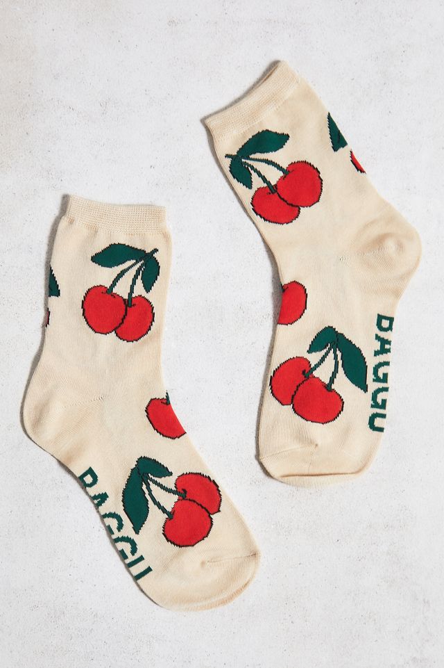 BAGGU Ecru Cherry Crew Socks | Urban Outfitters UK
