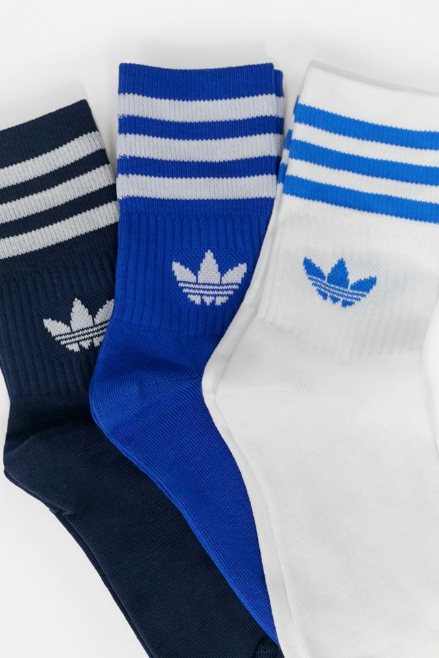 adidas Originals Blue Mid Crew Socks 3-Pack | Urban Outfitters UK