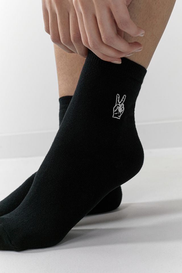 UO Embroidered Peace Sign Socks | Urban Outfitters UK