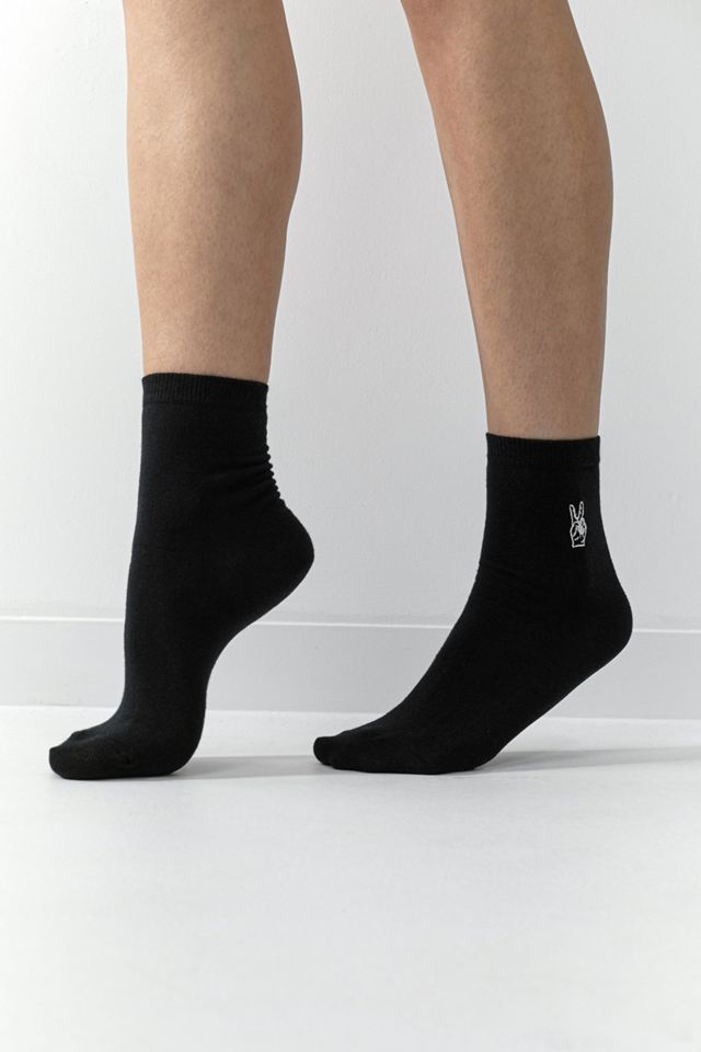 UO Embroidered Peace Sign Socks | Urban Outfitters UK