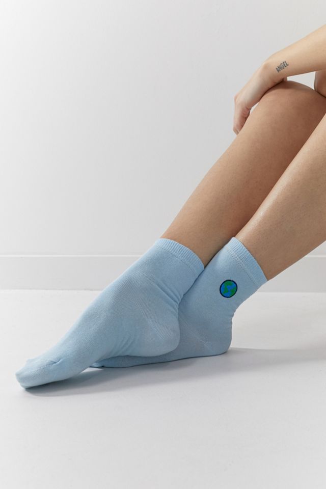 UO Embroidered Earth Crew Socks | Urban Outfitters UK