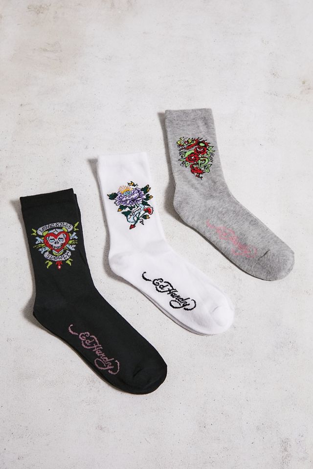 Ed Hardy - Lot de 3 paires de chaussettes Ruby noir, blanc et gris ...
