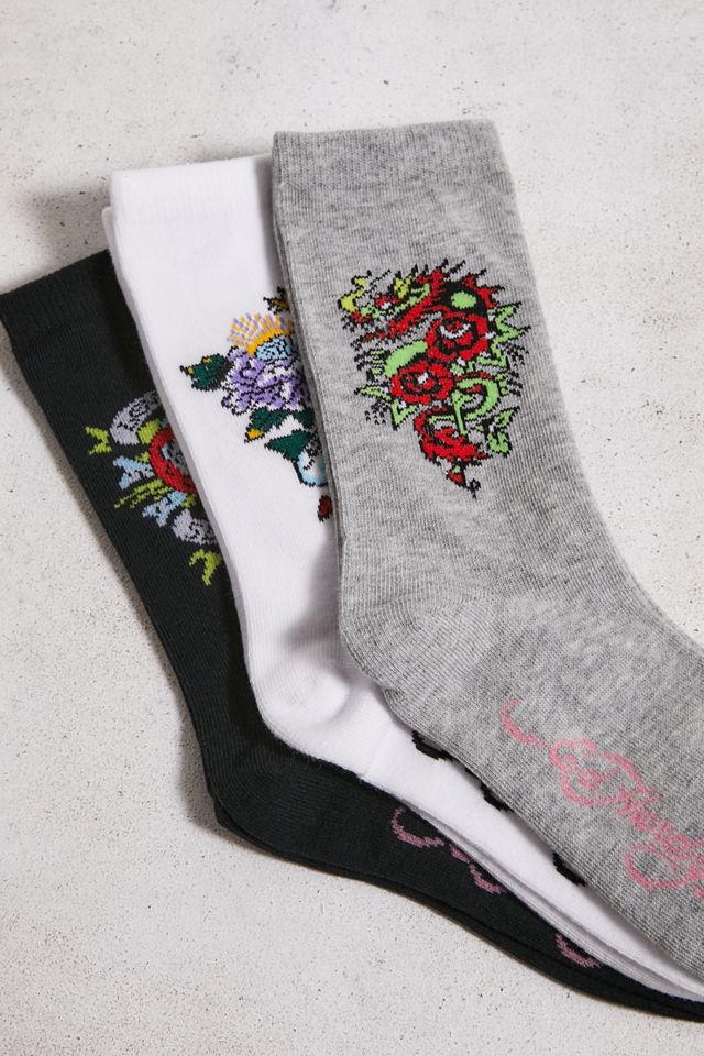 Ed Hardy - Lot de 3 paires de chaussettes Ruby noir, blanc et gris ...