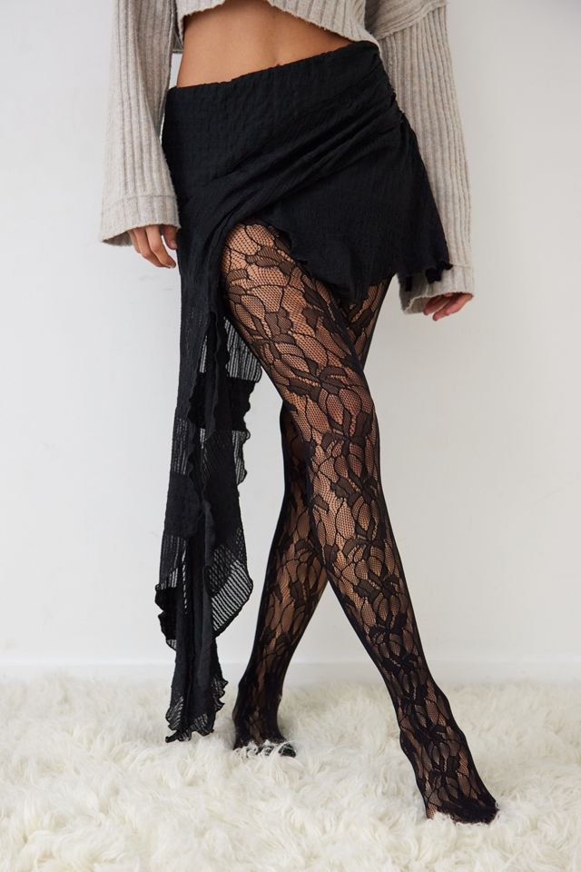 Out From Under Orchid Leaf Fishnet Tights | Urban Outfitters UK