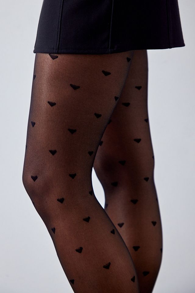 Out From Under Micro Heart Tights | Urban Outfitters UK