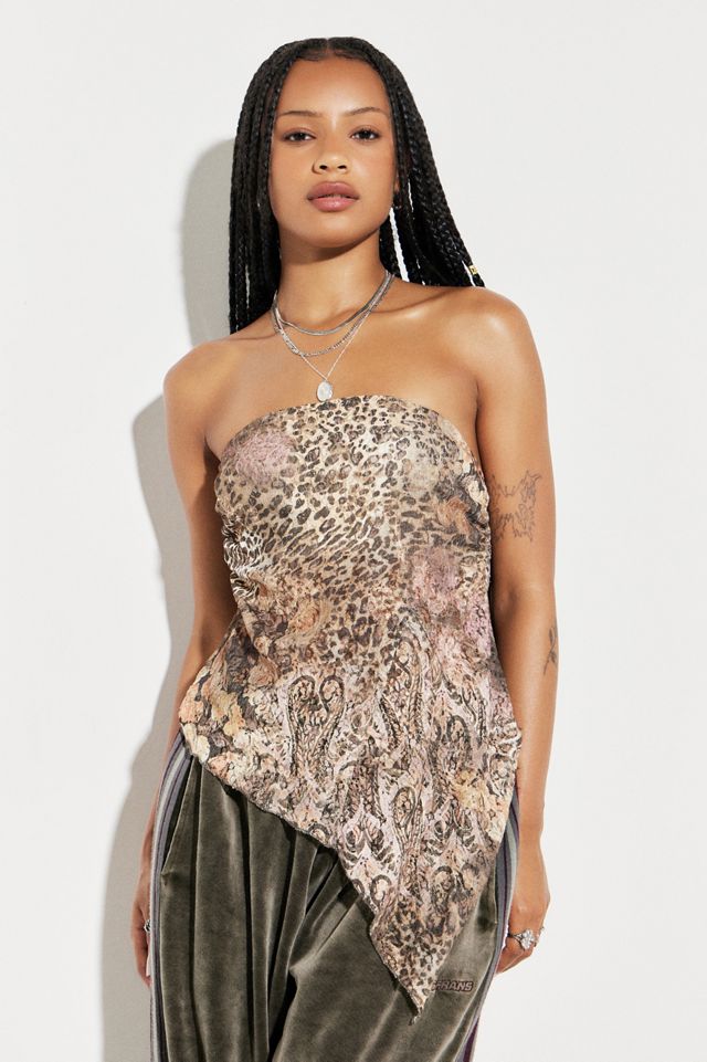 UO Indie Lace Asymmetric Bandeau Top | Urban Outfitters UK
