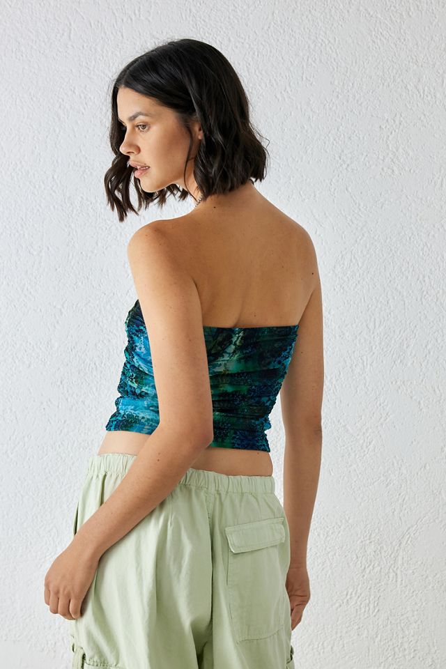 UO Ruched Mesh Tube Top | Urban Outfitters UK