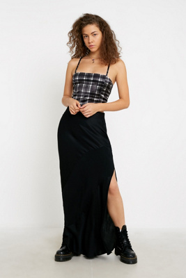 UO Checked Satin Strappy Back Cami | Urban Outfitters UK