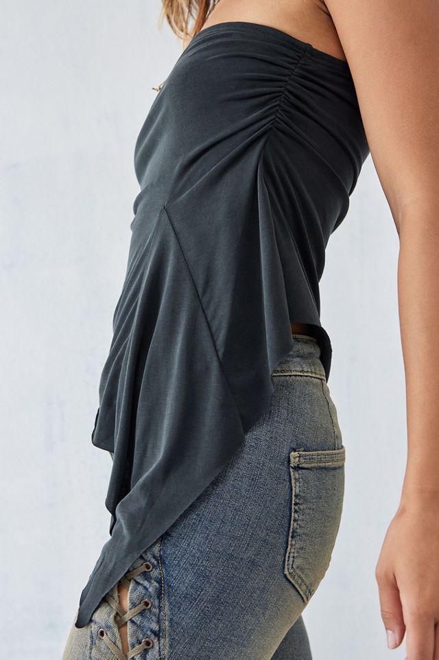 UO Indie Cupro Asymmetric Bandeau Top | Urban Outfitters UK