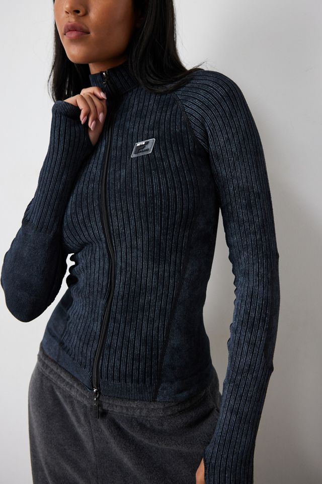 iets frans... Black Ribbed Panel Zip-Up Track Top | Urban Outfitters ES
