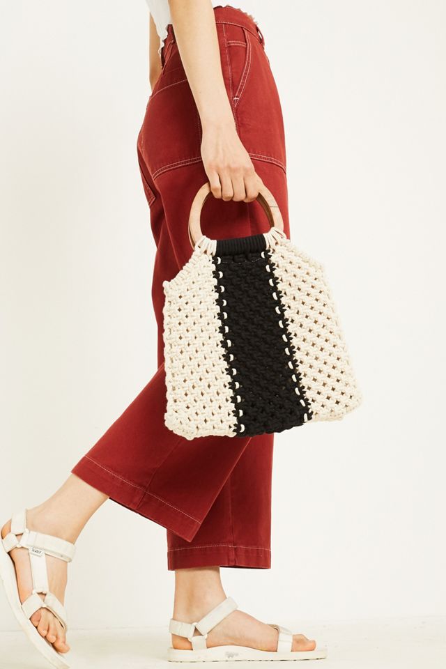 Macramé Wood Handle Bag | Urban Outfitters FR