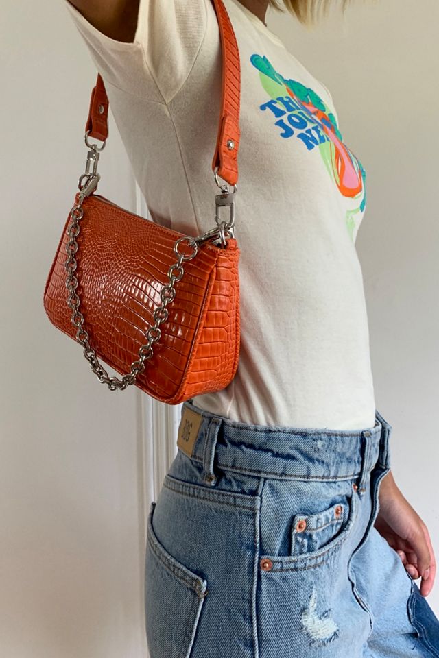 UO Chain Accent Croc Shoulder Bag | Urban Outfitters UK