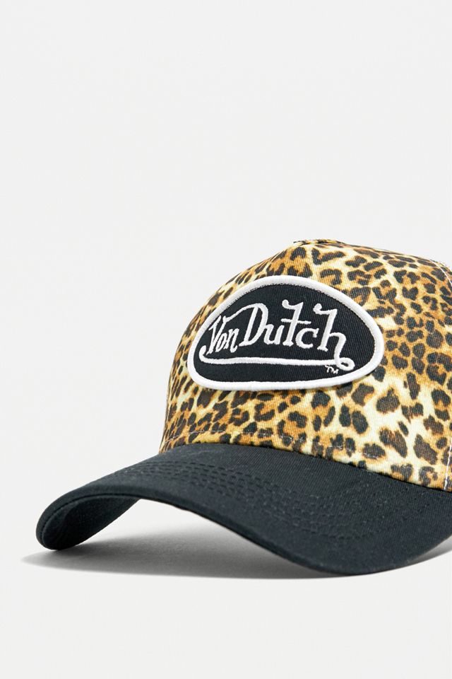Von Dutch Leopard Print Canvas Trucker Hat | Urban Outfitters UK