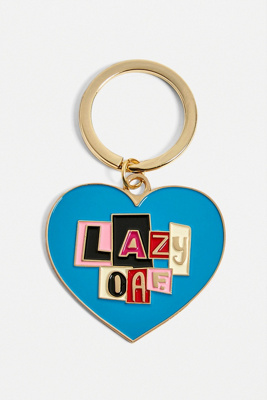 Lazy Oaf Letter Patch Heart Keyring | Urban Outfitters UK