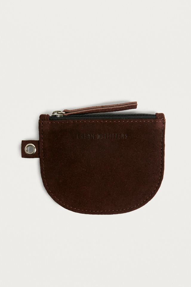 UO Suede Half Moon Cardholder Wallet - Maroon | Urban Outfitters UK