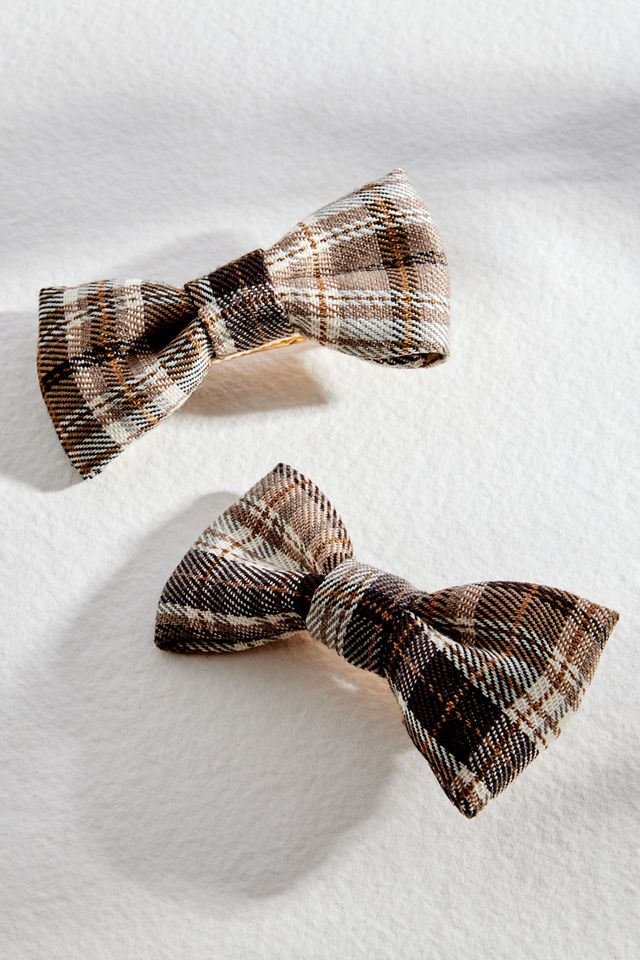 Iris Check Mini Bow Clips | Urban Outfitters UK