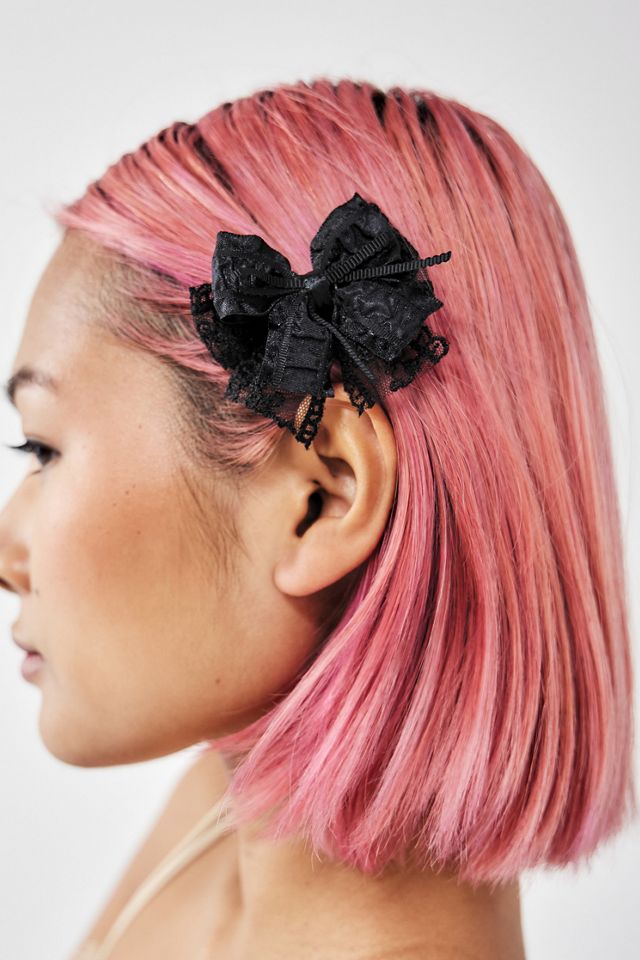 Crinkle Lace Bow Clips 2-Pack | Urban Outfitters UK