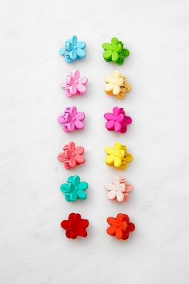 Multicoloured Mini Flower Hair Clip Set | Urban Outfitters UK