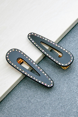 KATYA Black Crystal Teardrop Clips 2-Pack | Urban Outfitters UK