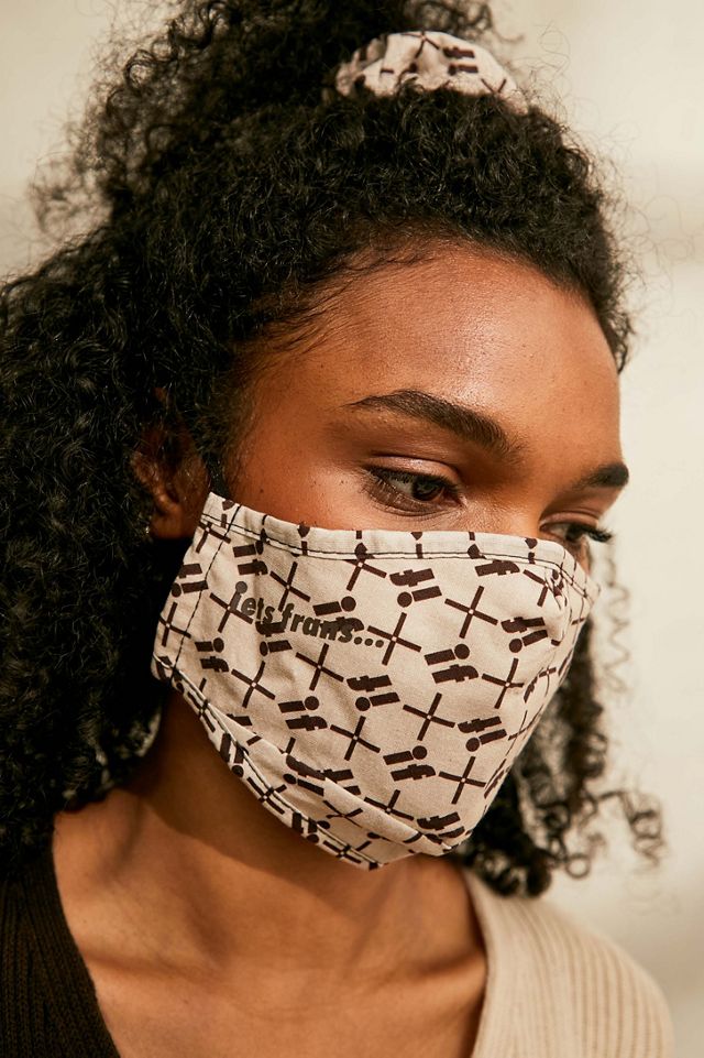 iets frans... Monogram Face Mask & Scrunchie Set | Urban Outfitters UK