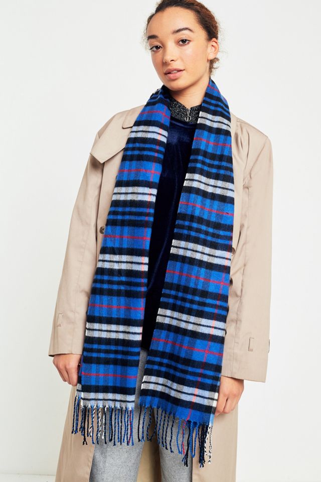 Bright Blue Checked Scarf | Urban Outfitters UK