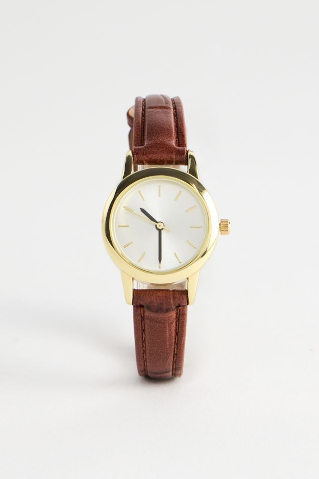Brown Leather Circle Watch | Urban Outfitters UK